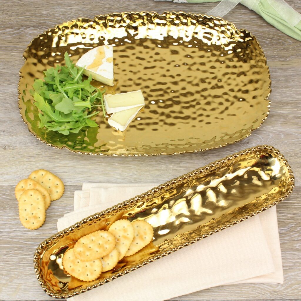 Medium, gold serving platter - Pampa Bay